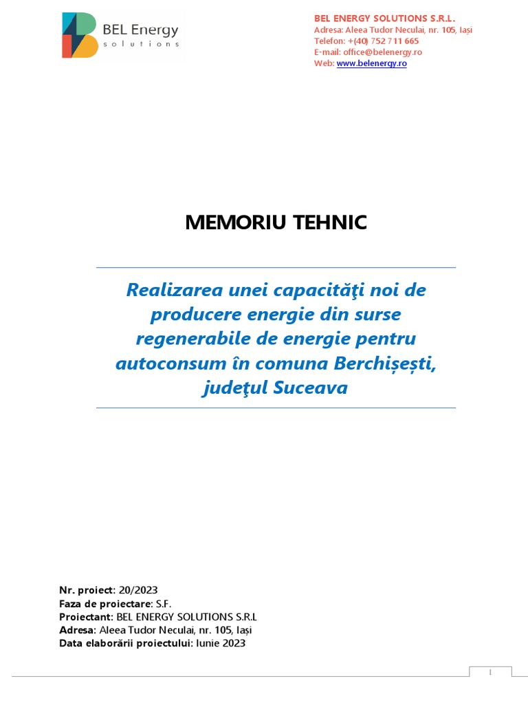 4. Memoriu tehnic | PDF