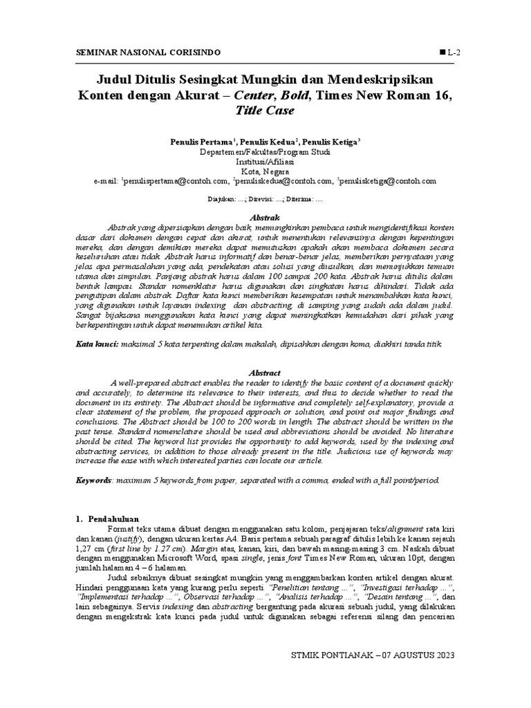 Template Penelitian Semnas Corisindo 1 | PDF | Metode & Bahan Ajar