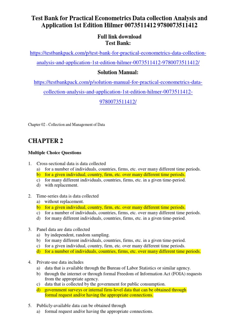 Practical Econometrics Data Collection Analysis And Application 1st
