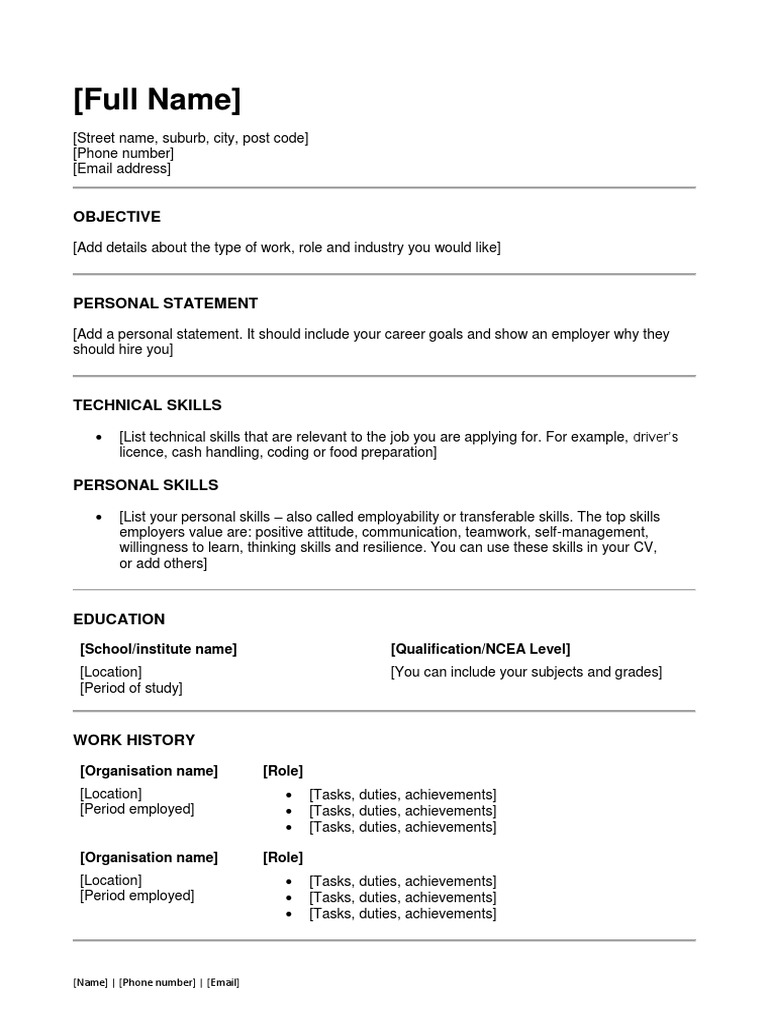 School Leaver CV Template | PDF