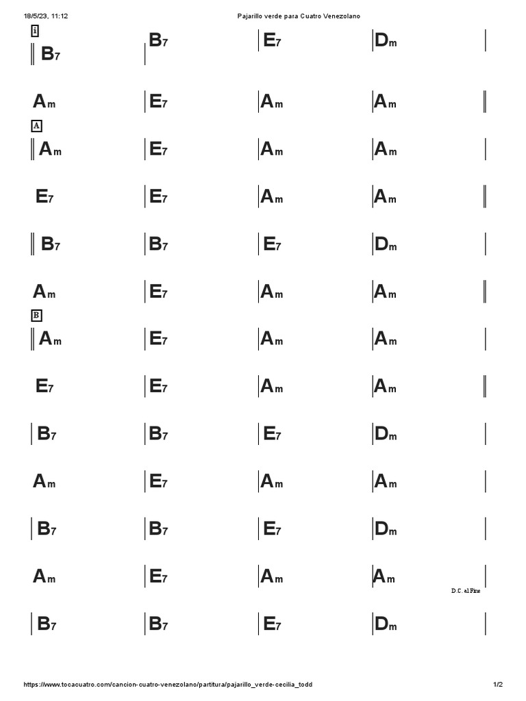 Pajarillo Verde para Cuatro Venezolano | PDF