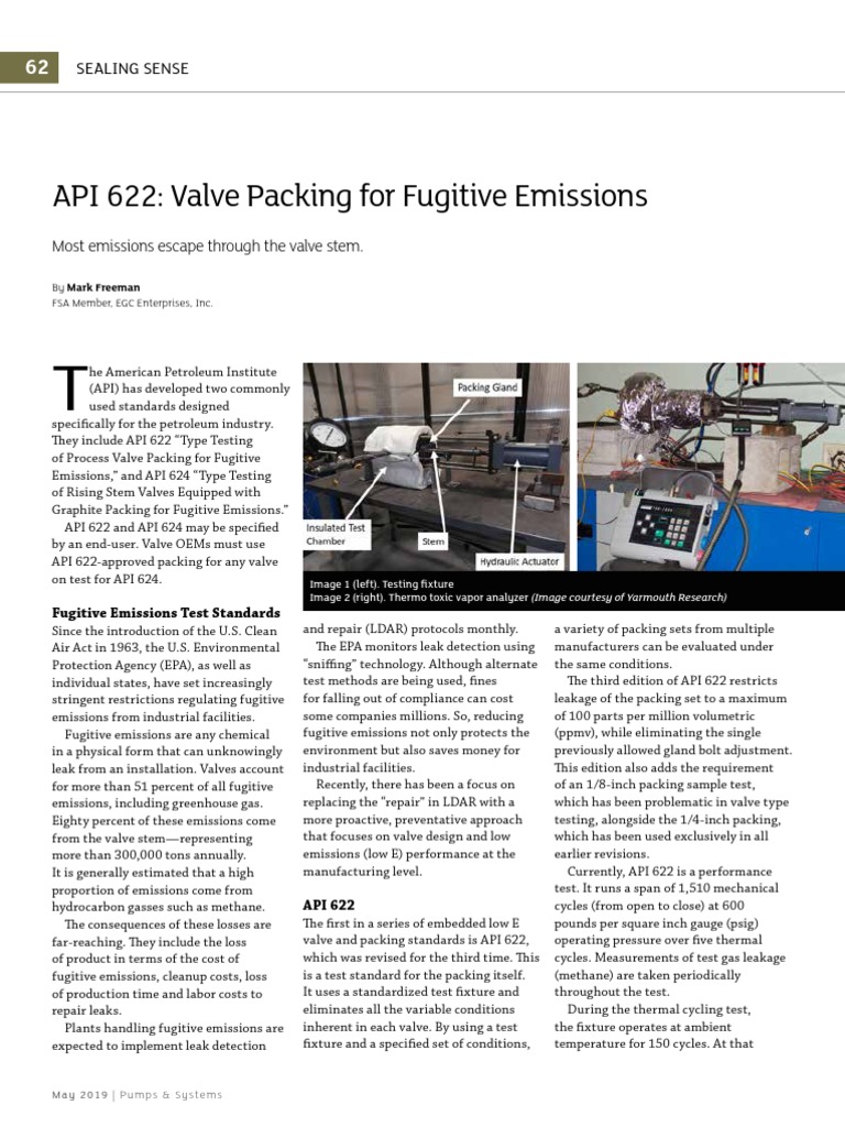 API 622 & 624: Low Emission Valve Standards | PDF | Valve | Leak