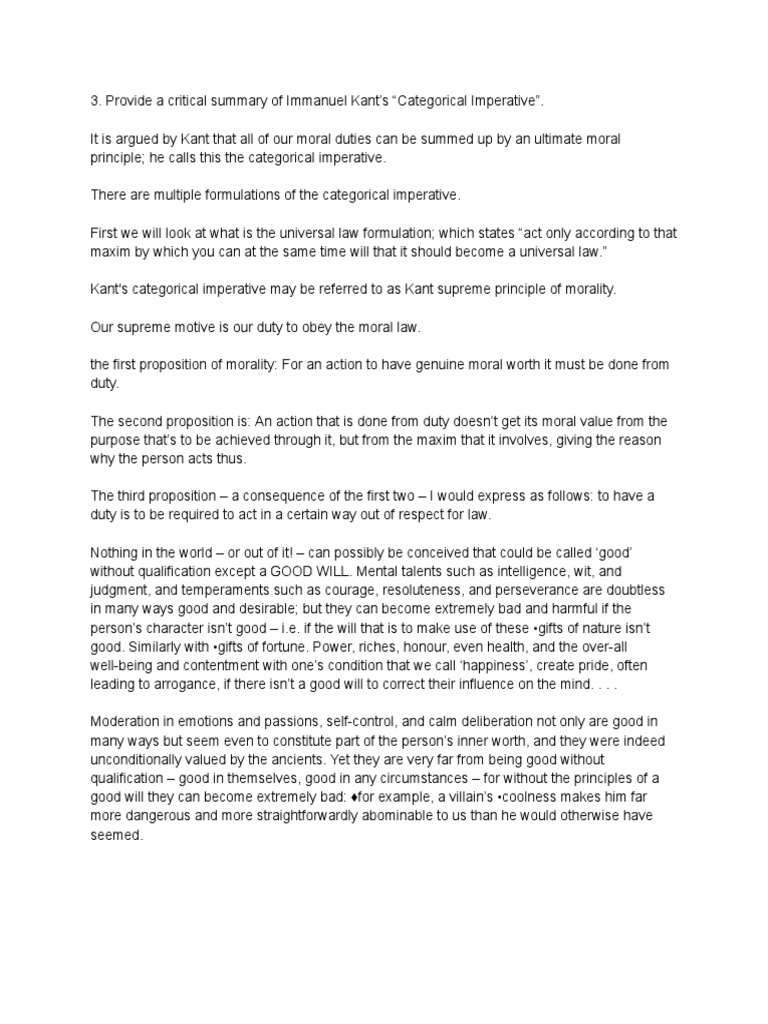 22 Immanuel Kant's "Categorical Imperative". | PDF | Philosophy