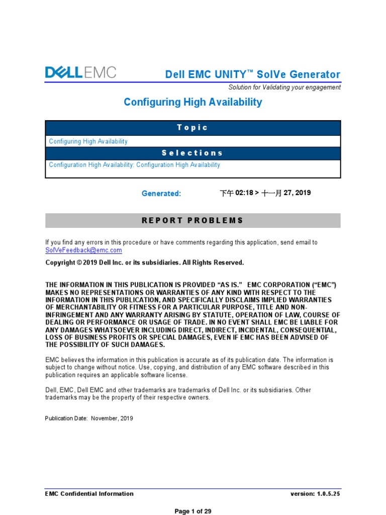 Dell EMC Unity - Configuring High Availability-Configuration High Availability - Configuration ...