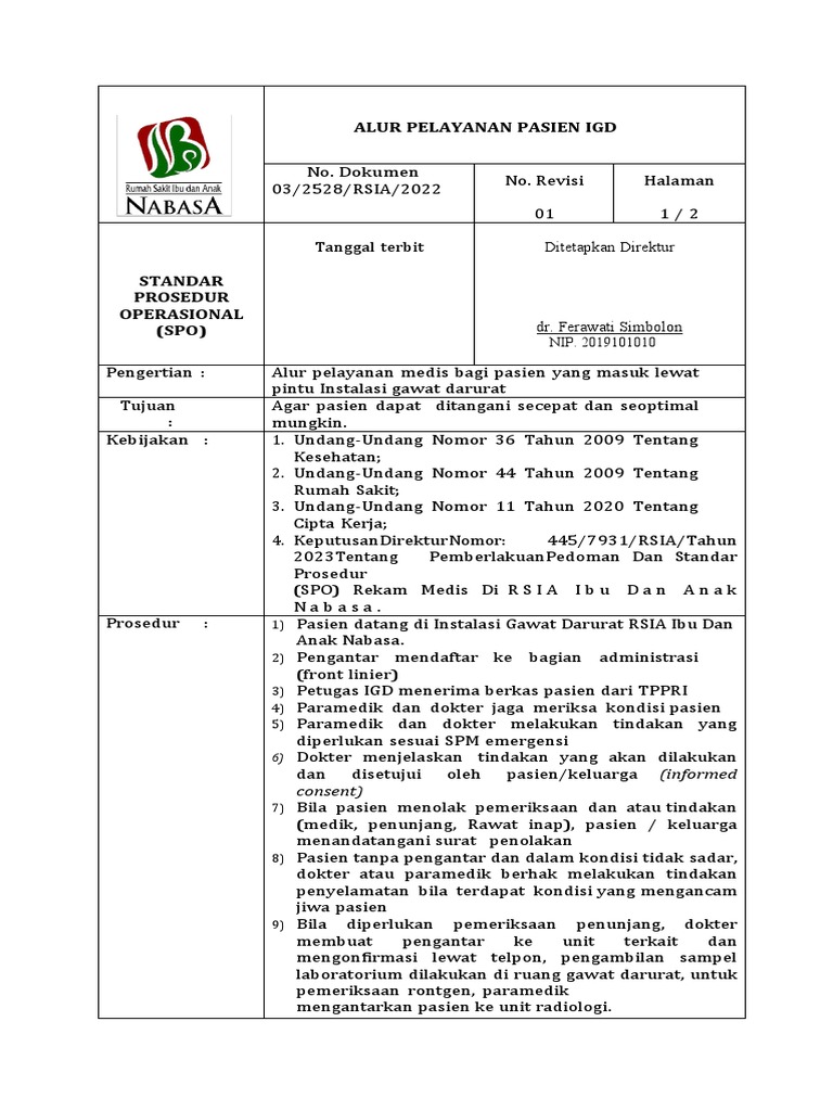 Alur Pelayanan Pasien Igd | PDF
