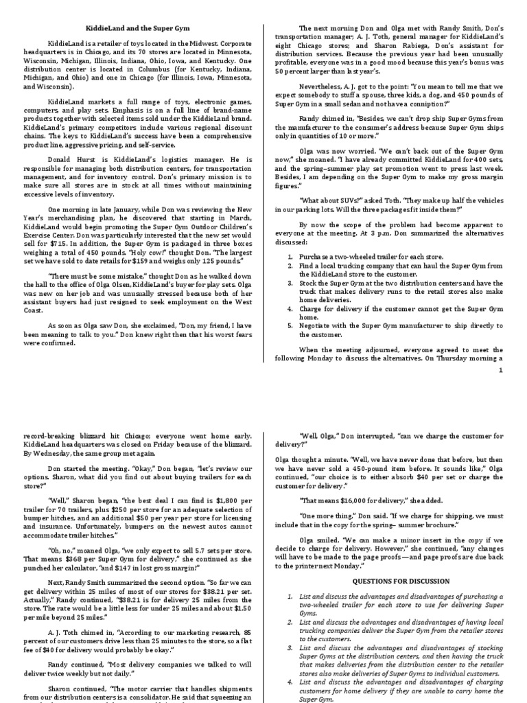 CASE 1.1 - KiddieLand and The Super Gym | PDF