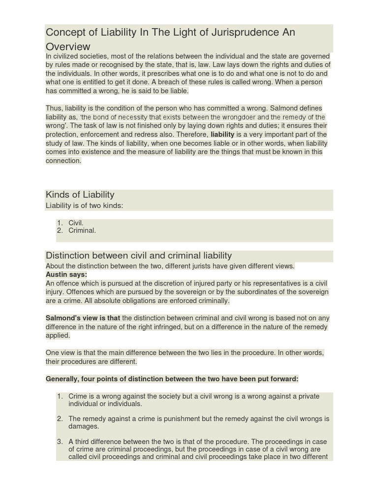 Concept of Liability | PDF