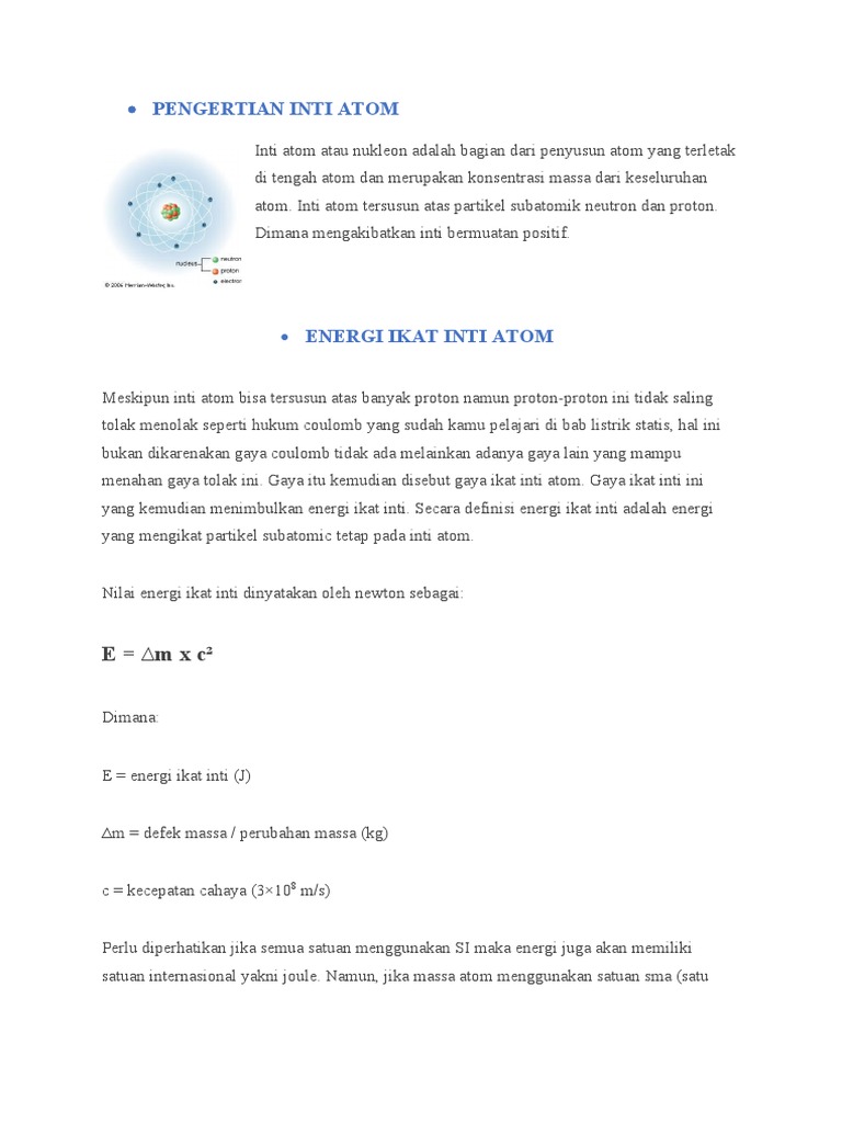 Energi Ikat dan Reaksi Inti Atom | PDF