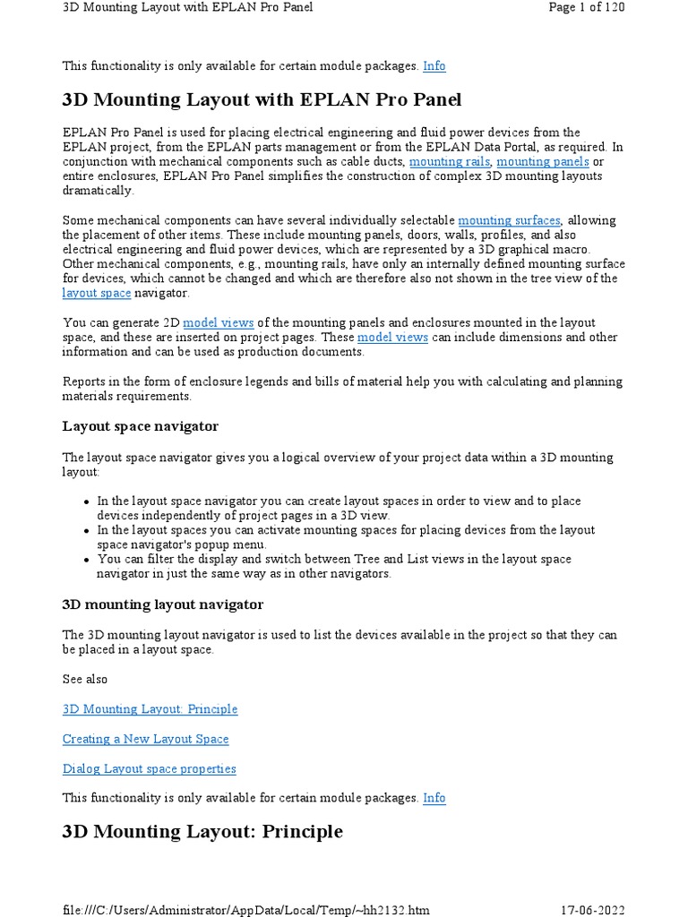 3D Mounting Layout - Eplan | PDF