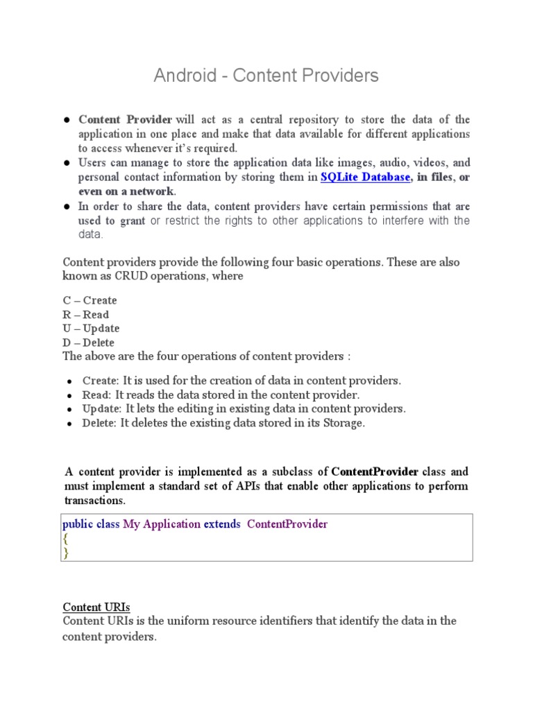 Android Content Provider | PDF