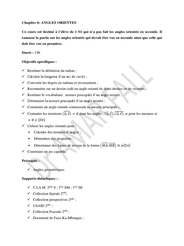 Mesure des Angles Orientés en Trigonométrie | PDF | Méthodes et ...
