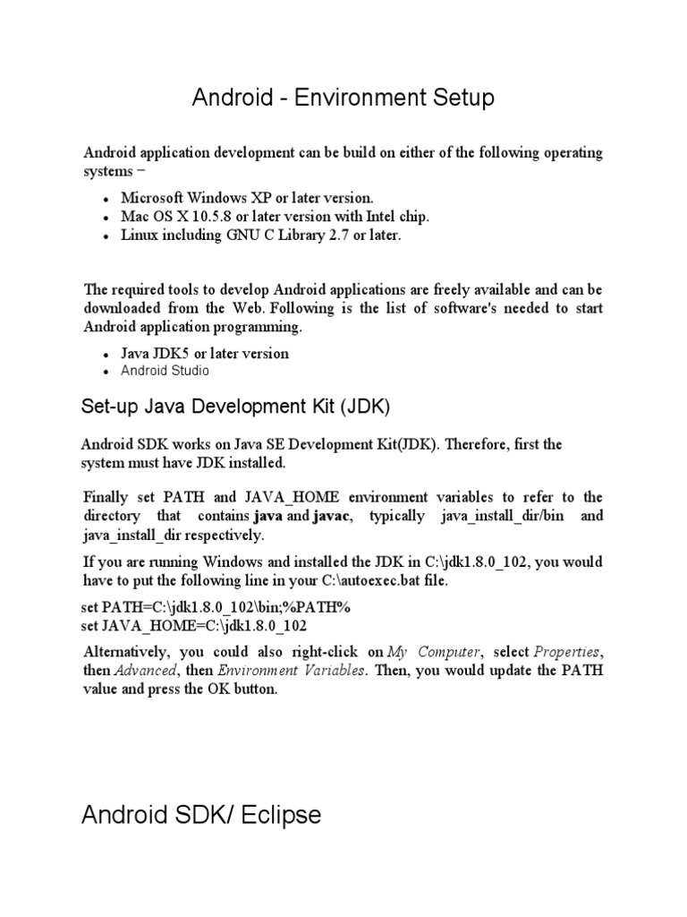 Environment Setup | PDF