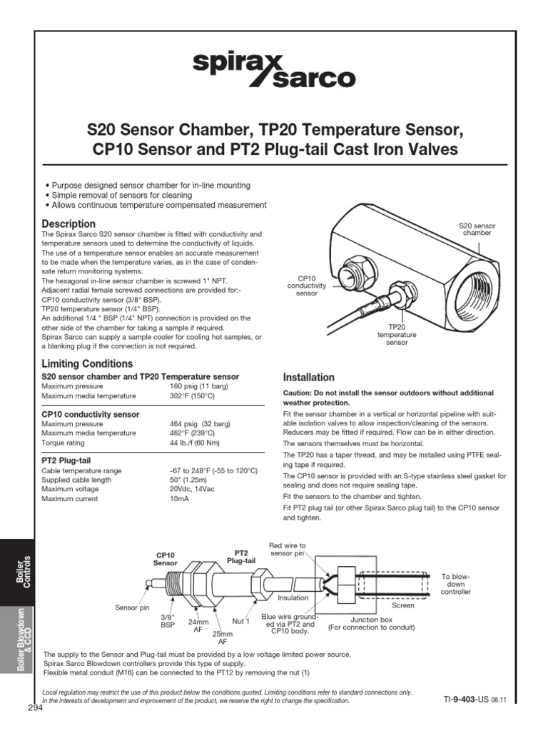 S20 Sensor Chamber TP20 Temperature Sensor CP10 PT12-TI-9-403-US | PDF ...