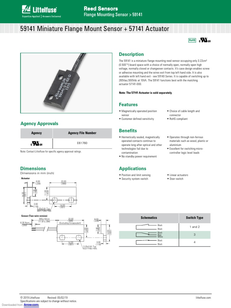 Littelfuse Reed Sensors 59141 Datasheet PDF | PDF