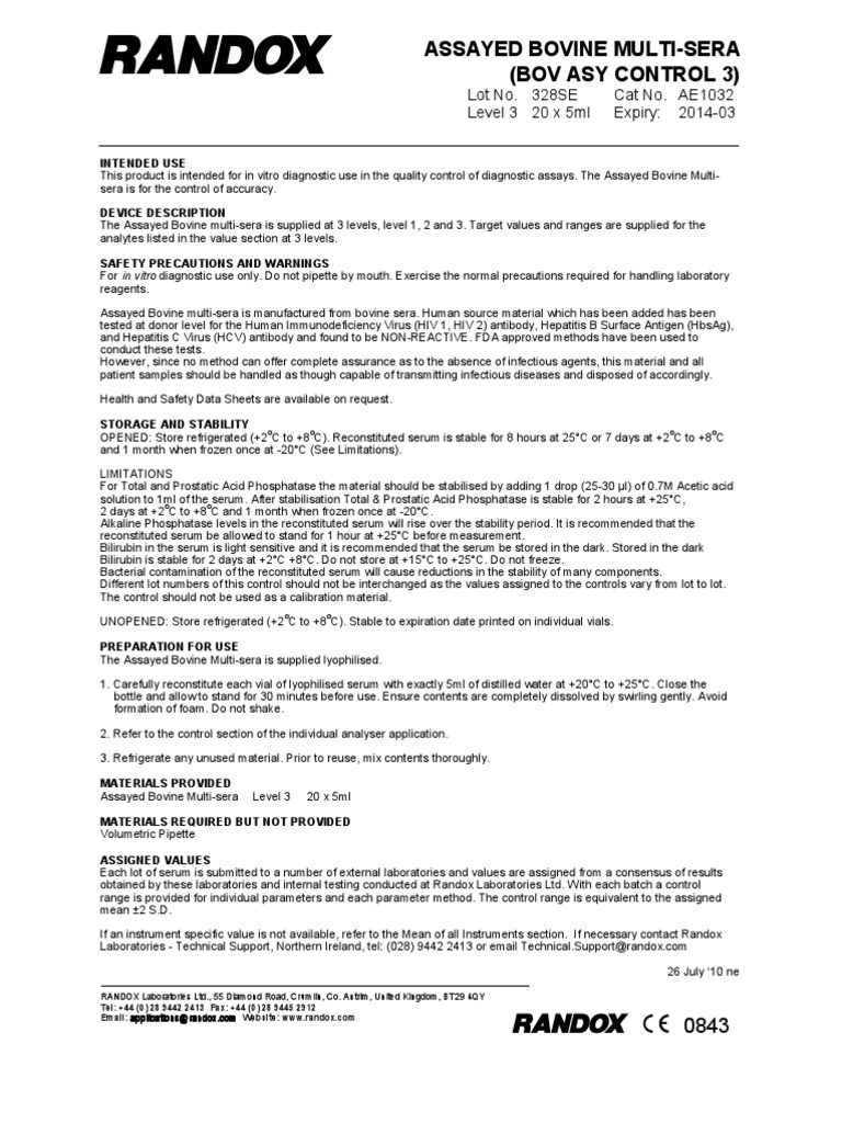 RANDOX | PDF | Magnesium | Assay