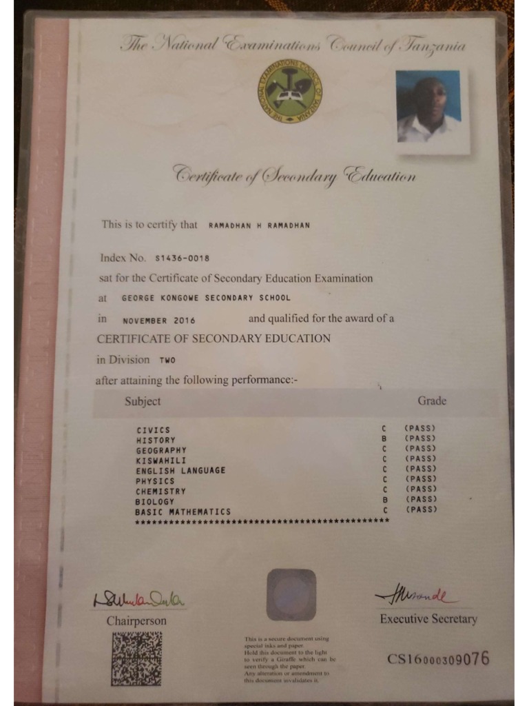Ramadhani.o Level Certificate | PDF