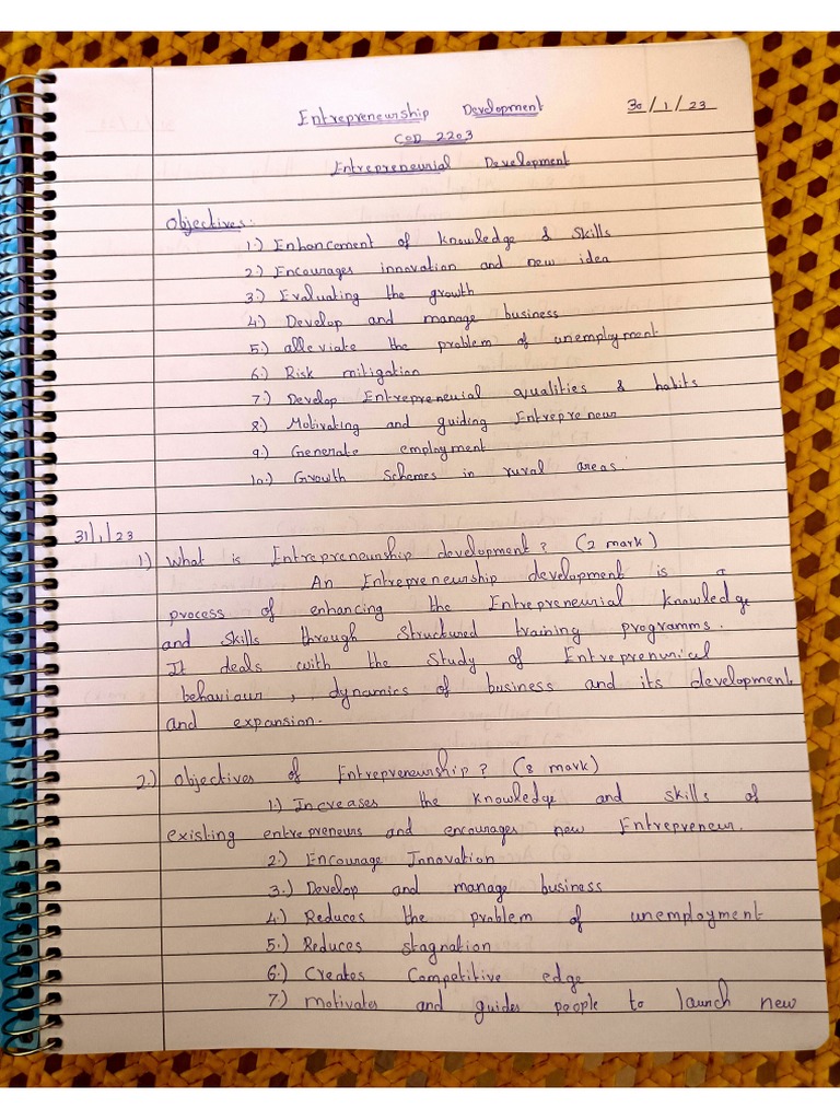 Entrepreneurship Development Notes | PDF