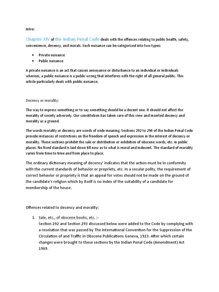 The Indian Penal Code: Decency or Morality | PDF