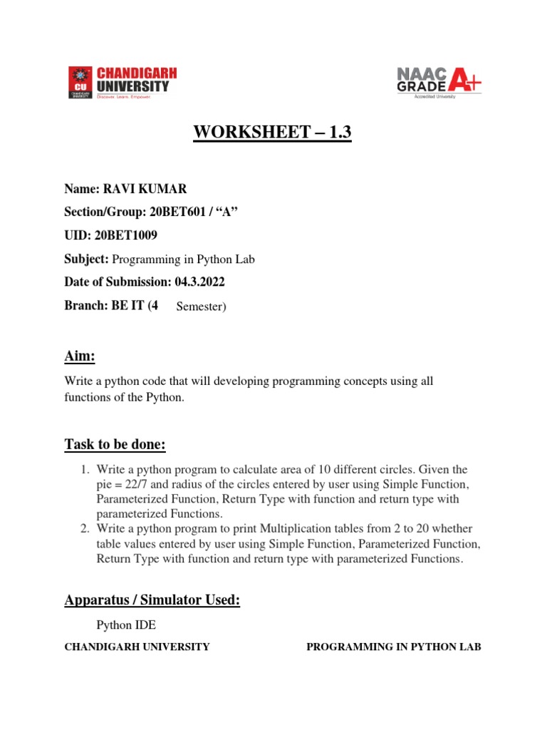 Experiment 1.3 | PDF | Area | Python (Programming Language)