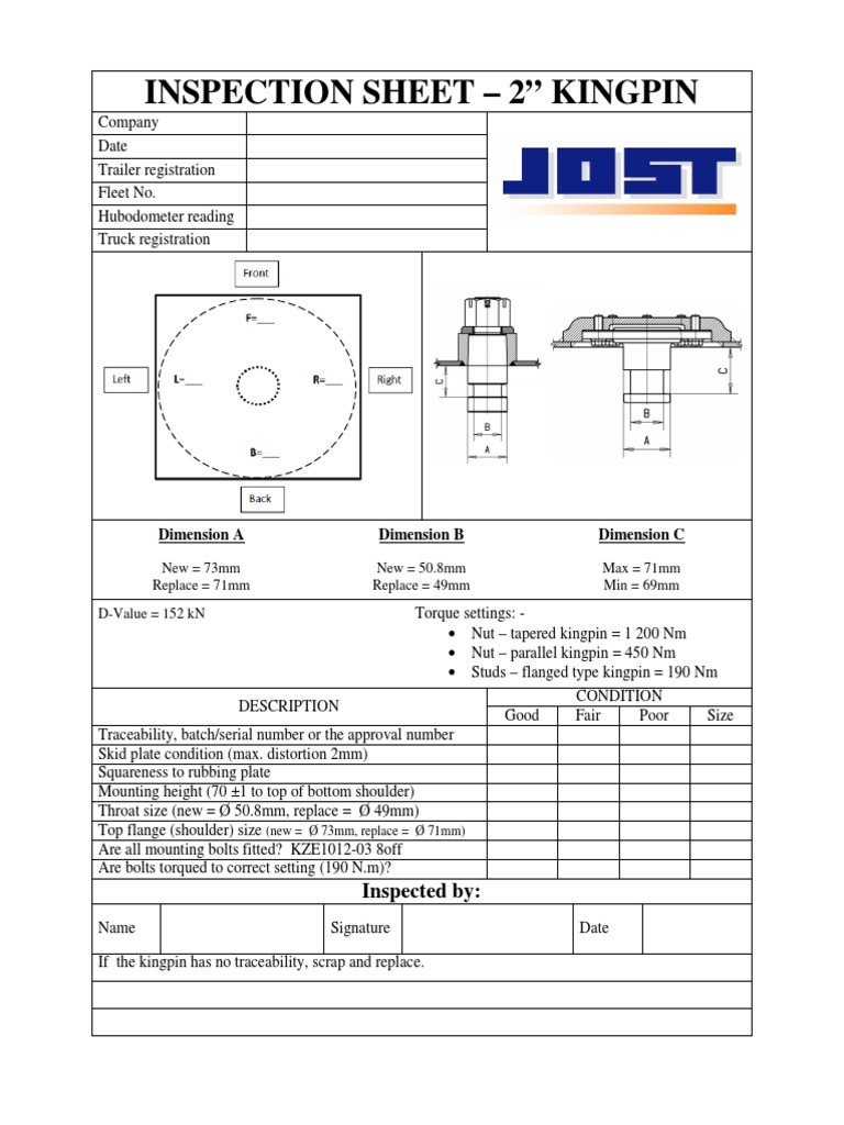 INSPECTIONSHEET 2inchkingpin | PDF