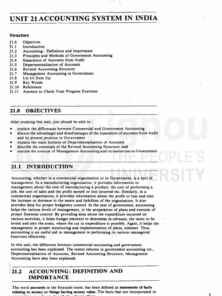 Accounting System in India-Ignou | PDF | Management Accounting | Audit