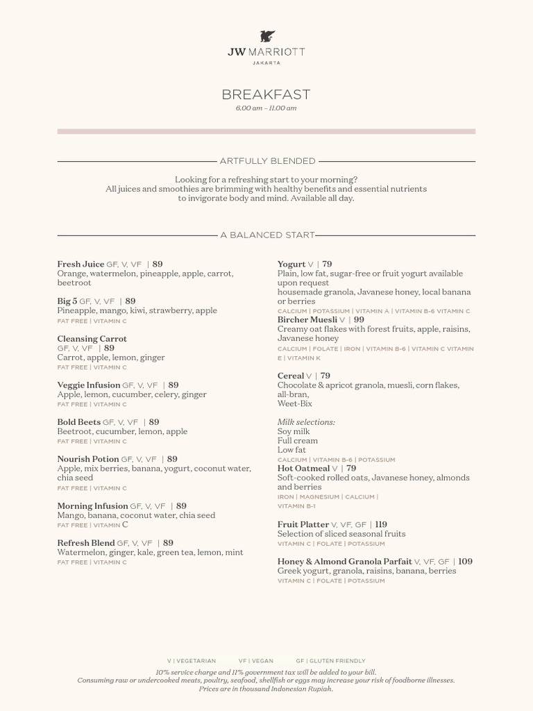 In Room Dining A la Carte Menu - Jun 2020 | PDF | Indonesian Cuisine ...