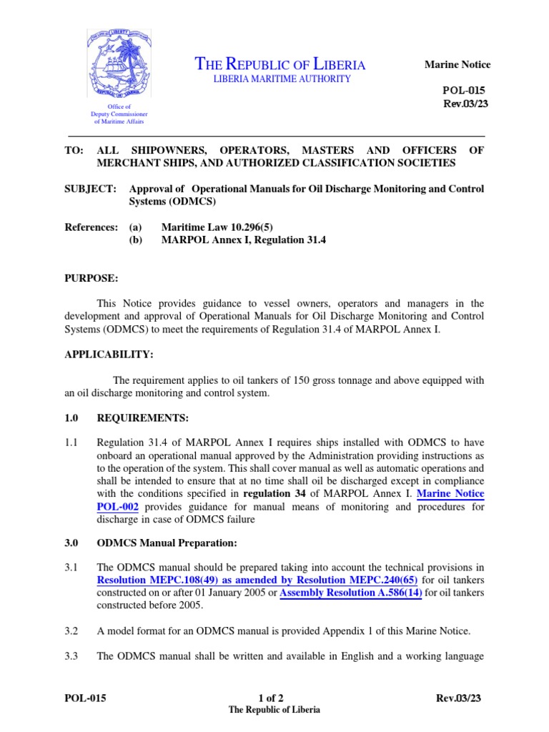 ODMCS Manual Approval Guidelines | PDF
