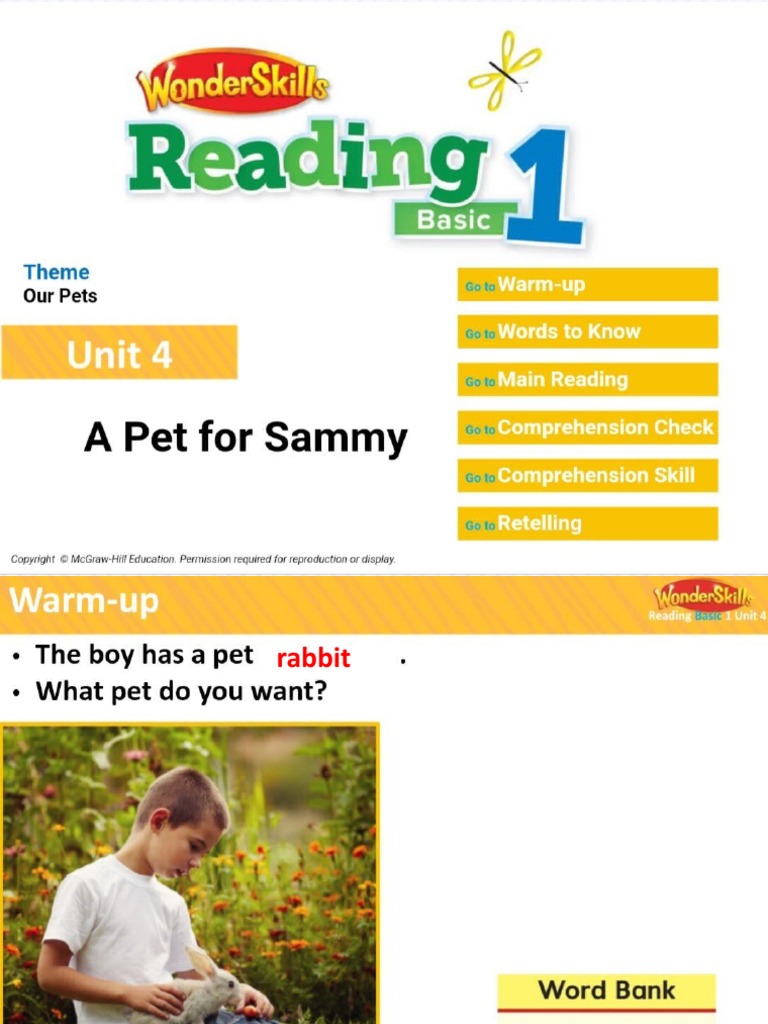 Basic 1 Unit 4 A Pet For Sammy | PDF