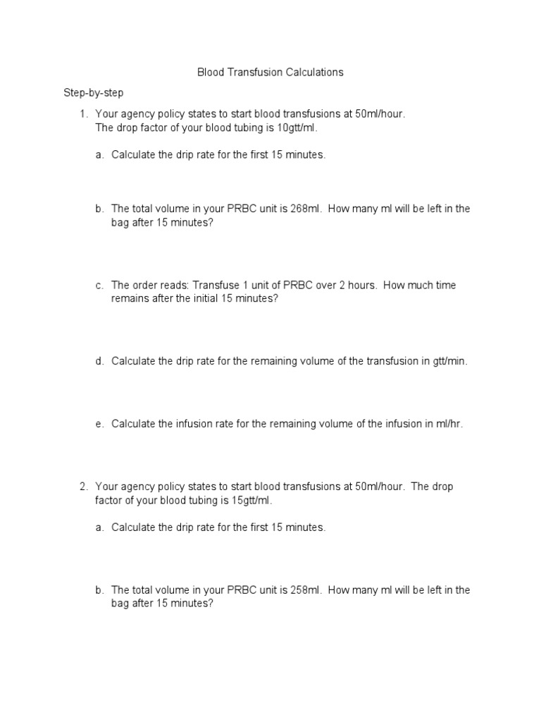 Blood Transfusion Practice Questions 2 | PDF
