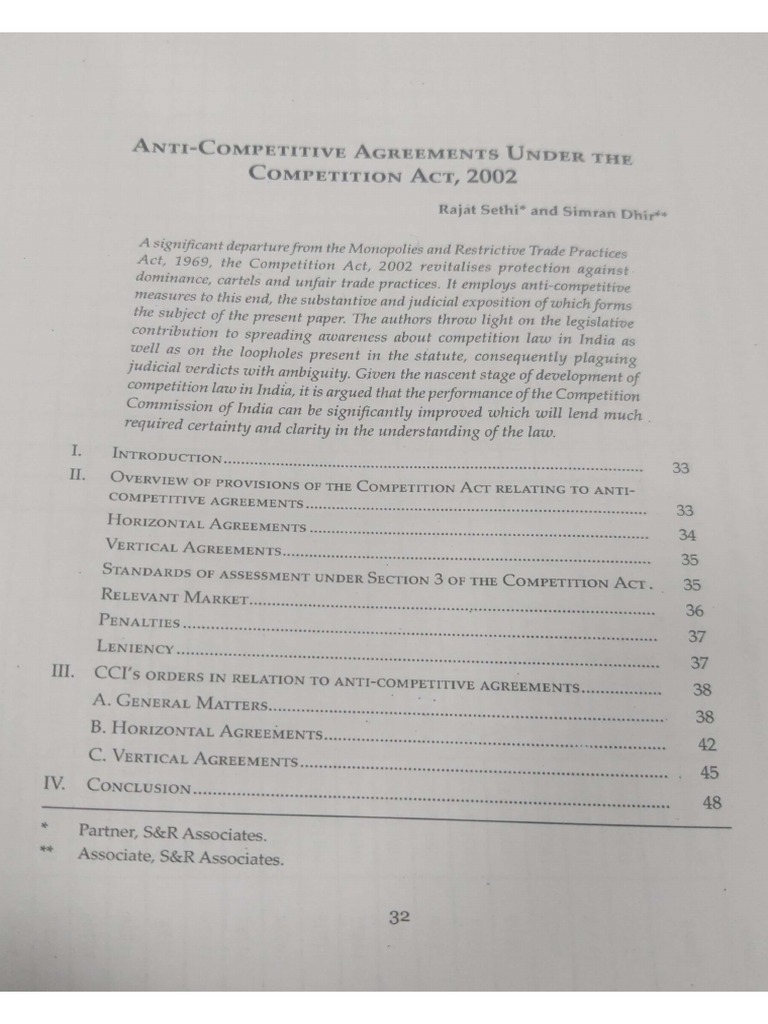 Anti Competitive Agreement | PDF