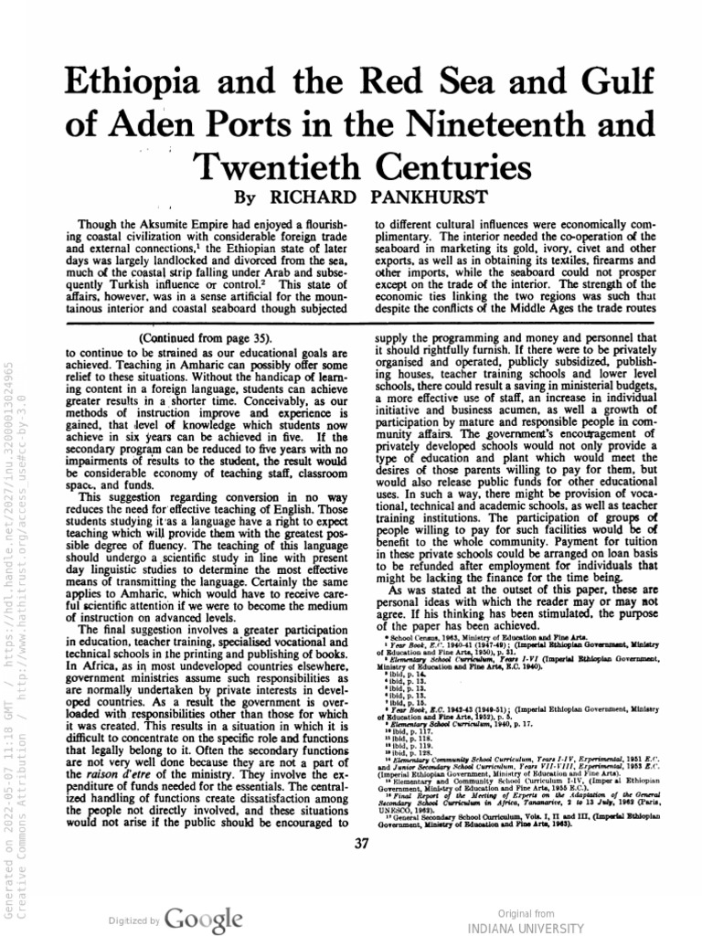 Ethiopia and The Red Sea 1964 | PDF