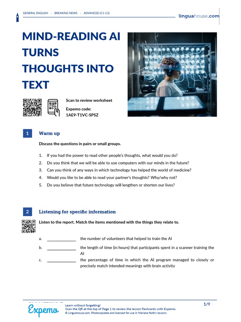 Mind Reading Ai Turns Thoughts Into Text British English Teacher | PDF