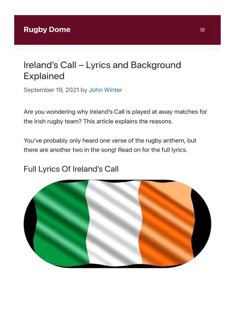 Understanding Ireland's Call Lyrics | PDF