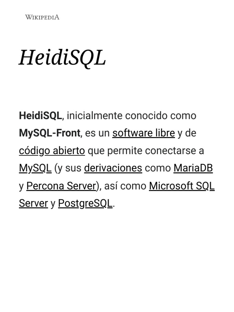 HeidiSQL | PDF | Mi sql | Ciencias de la Computación