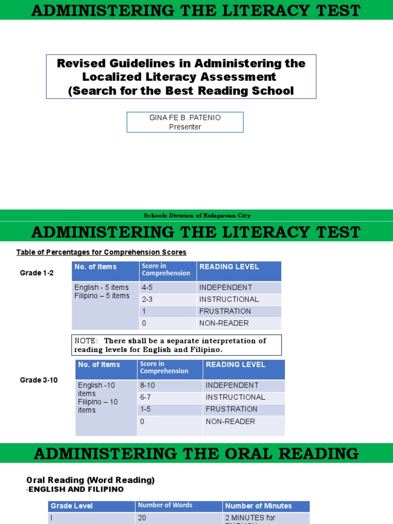Literacy Assessment Revision 2023 | PDF | Reading Comprehension | Literacy