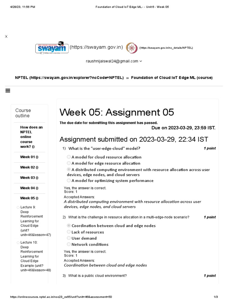 Foundation of Cloud IoT Edge ML - - Unit 6 - Week 05 | PDF | Cloud Computing | Amazon Web Services