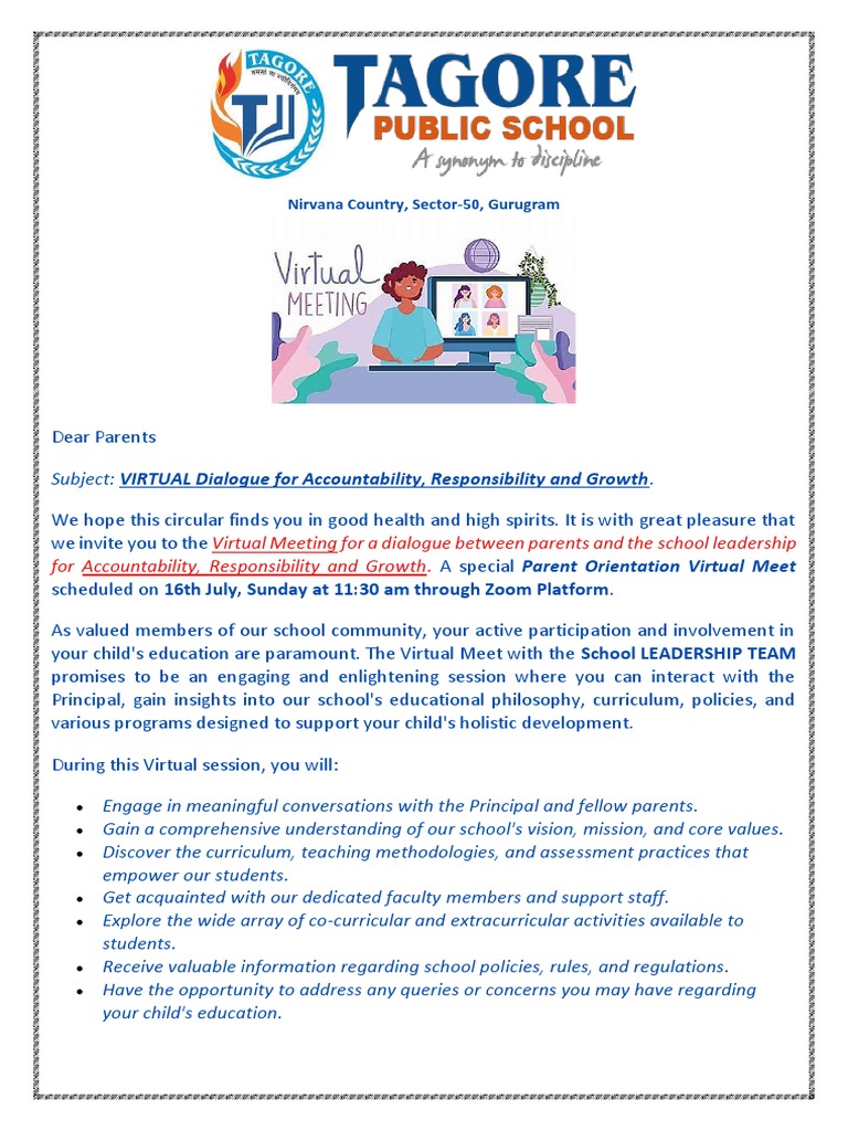 Parent Orientation E-Invite 2023-24 | PDF