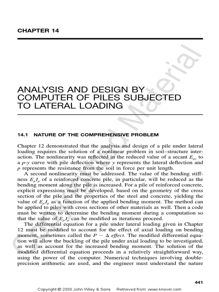 Analyses & Design by Computer of Piles Subjected To Lateral Loading | PDF