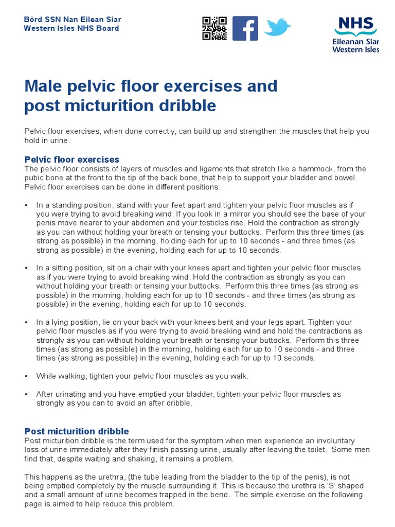 Male Pelvic Floor Exercises and Post Micturition Dribble | PDF