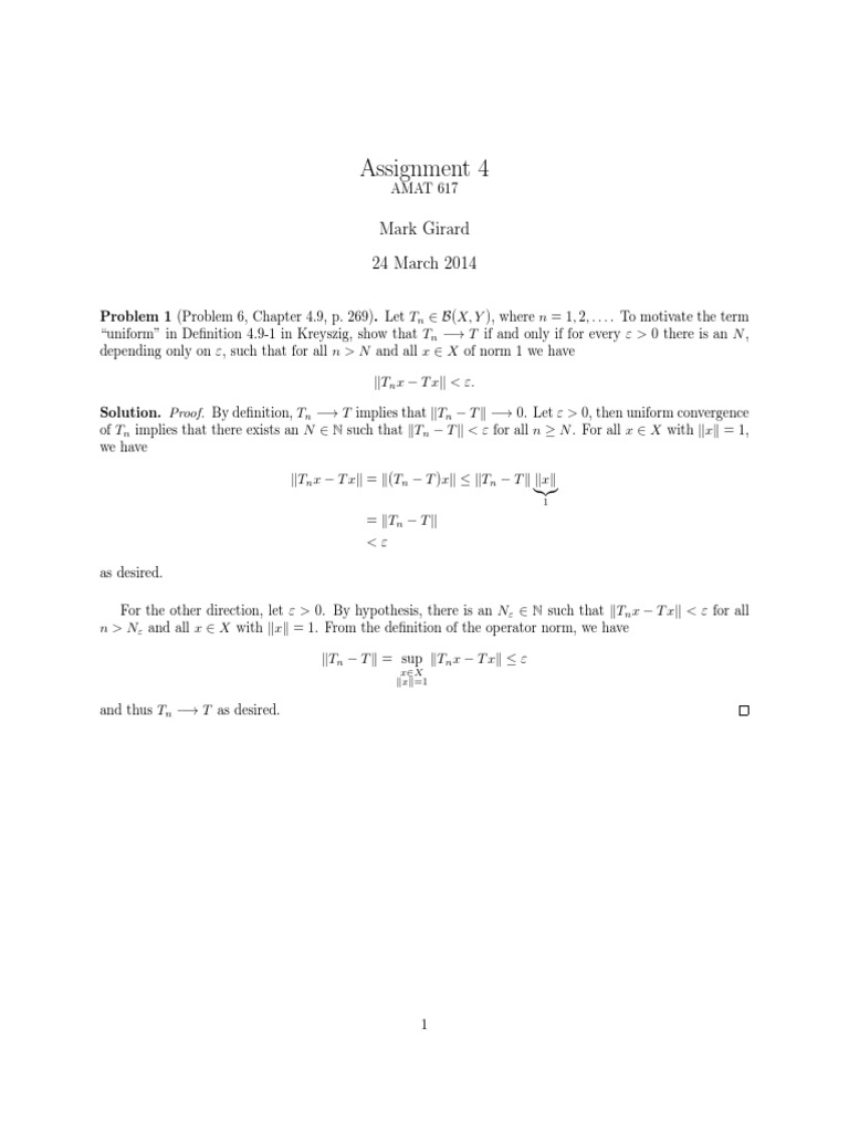 FunctionalAnalysis HW4 | PDF
