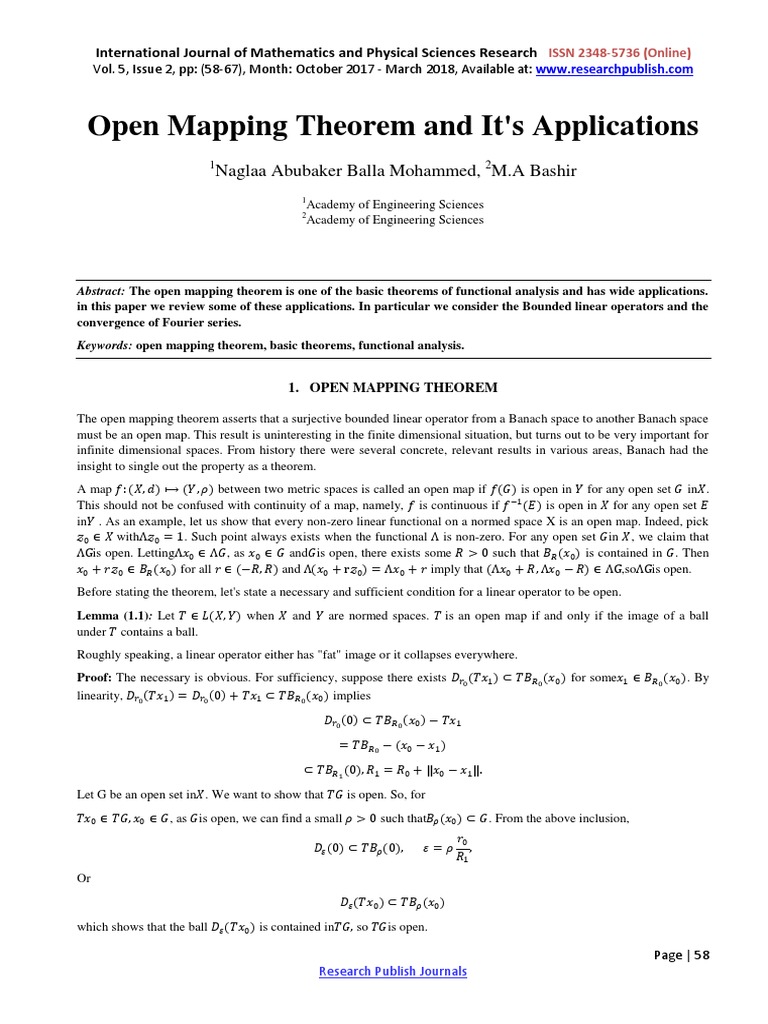 Open Mapping Theorem Overview | PDF