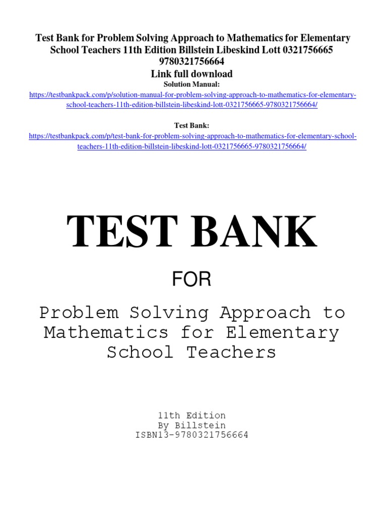 Problem Solving Approach To Mathematics For Elementary School Teachers ...