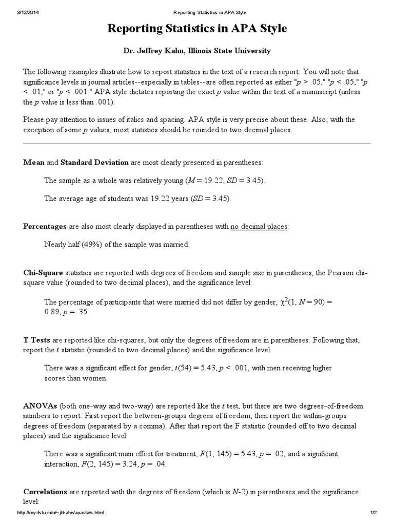 APA Style Statistics Reporting Guide | PDF | Science & Mathematics
