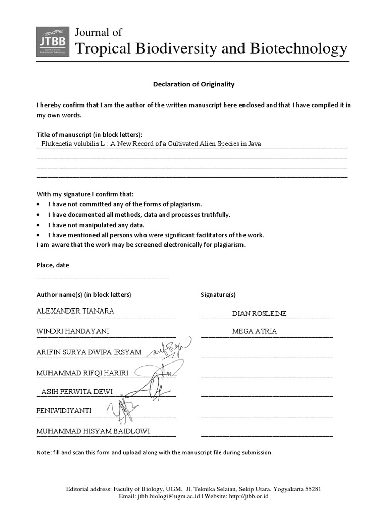 Declaration of Originality | PDF