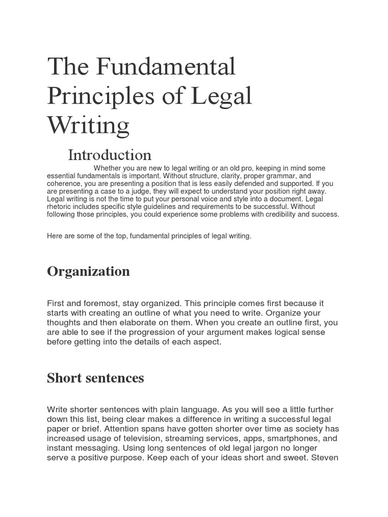 Fundamental Principles of Legal Writing | PDF