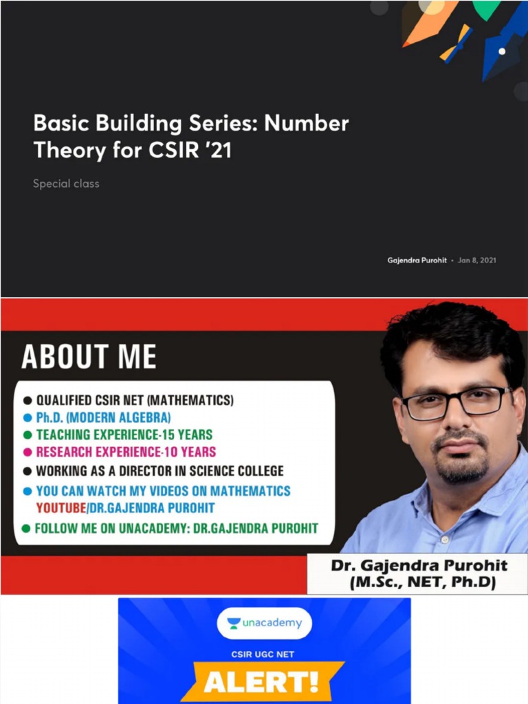 Basic Building Series Number Theory For CSIR 21 No Anno | PDF