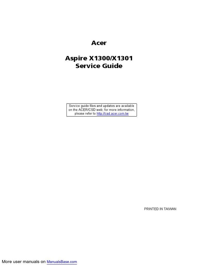 Aspire X1301 | PDF | Bios | Booting