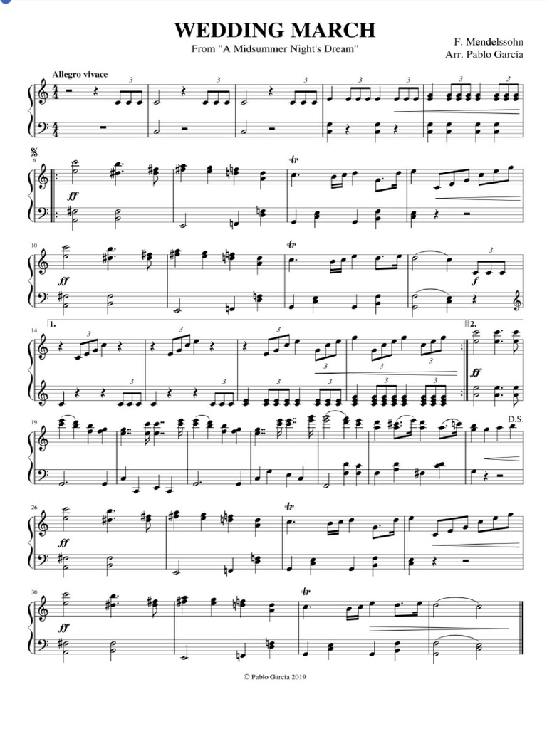 WEDDING MARCH - F Mendelssohn | PDF
