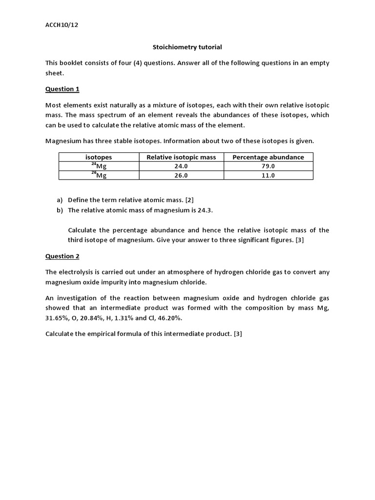 Stoichiometry Tutorial | PDF | Teaching Methods & Materials | Science ...
