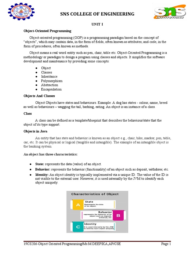 Unit 1 Notes Java Programming | PDF